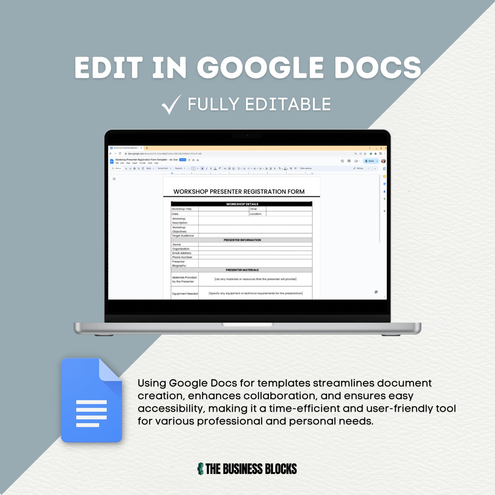 Workshop Presenter Registration Form Template (google Docs, MS Word) - Etsy
