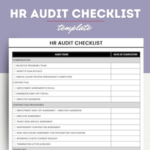Human Resources Audit Checklist Internal Audit Checklist HR - Etsy UK