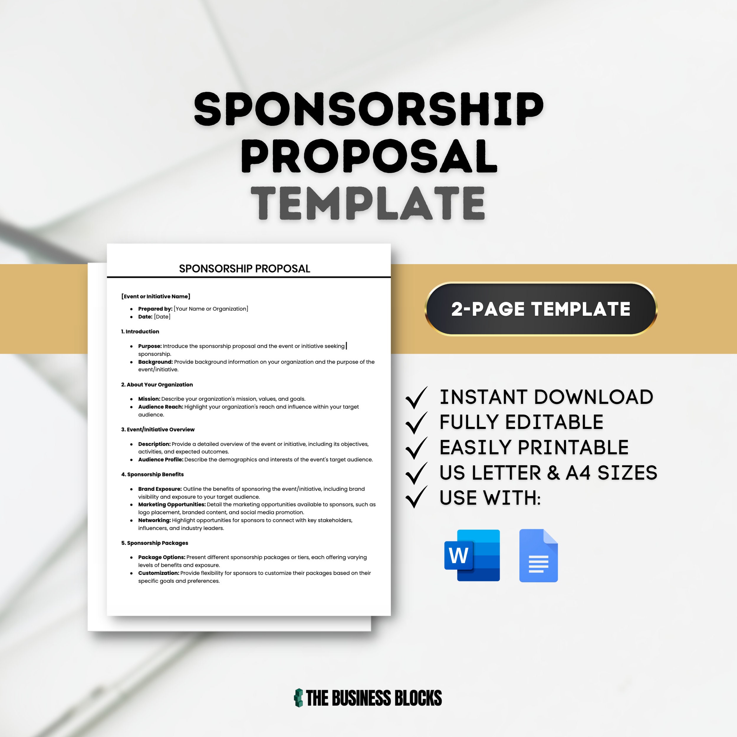 Sponsorship Proposal Template: Editable Pitch Deck (google Docs, MS ...