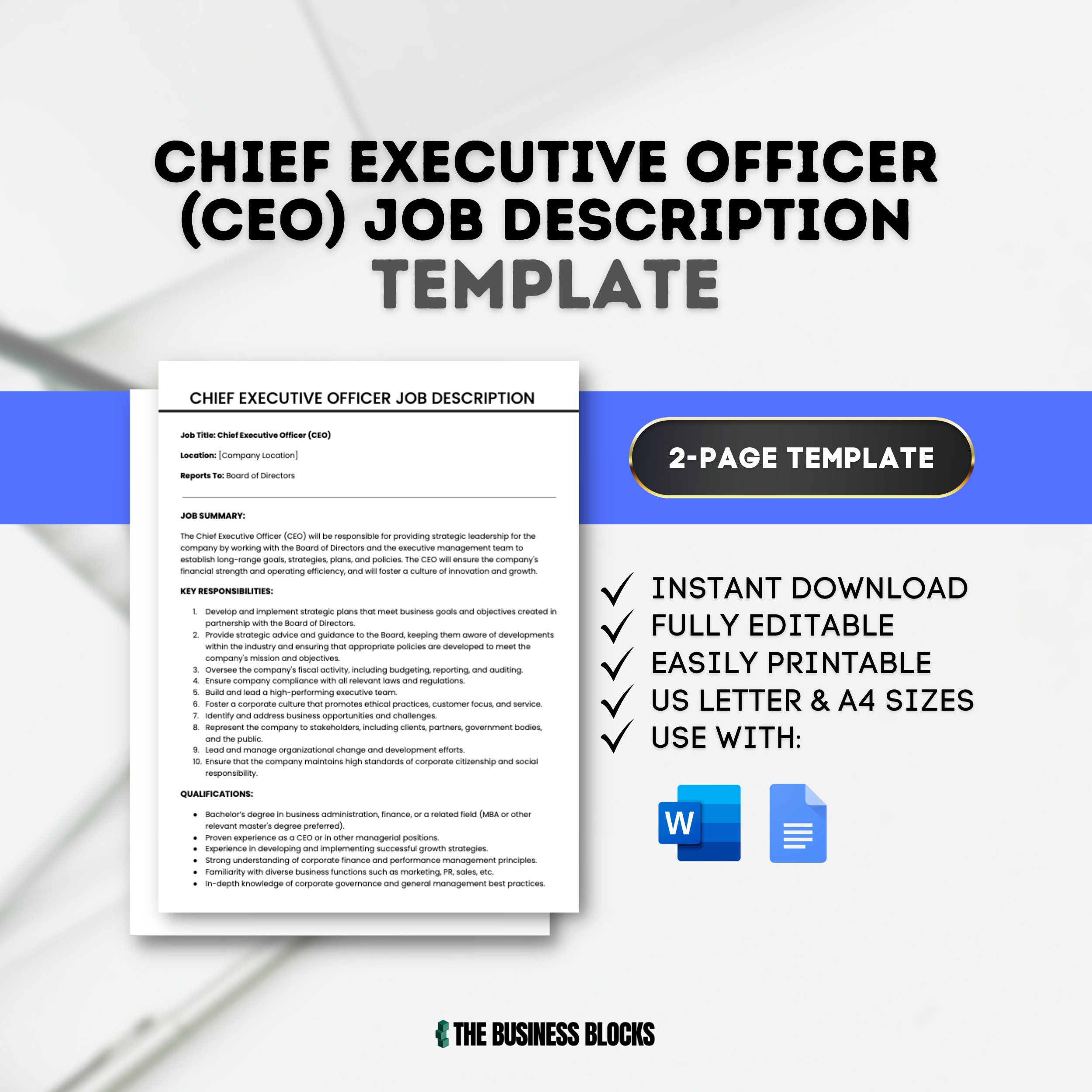 CEO Job Description Template: Chief Executive Officer Responsibilities ...