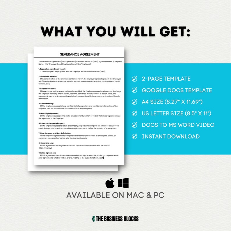 Severance Agreement Template Employee Severance Package Severance ...