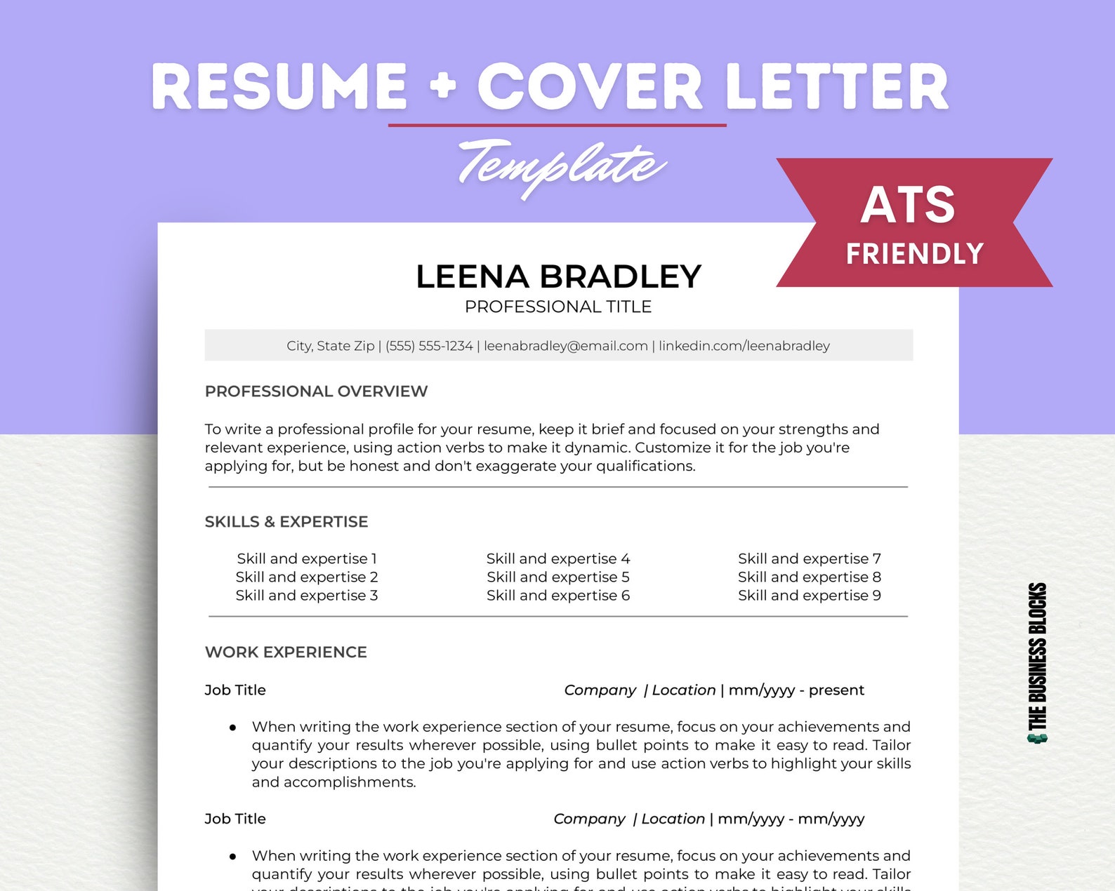 Simple Resume Template ATS Word Resume Template Cover Letter Good ...