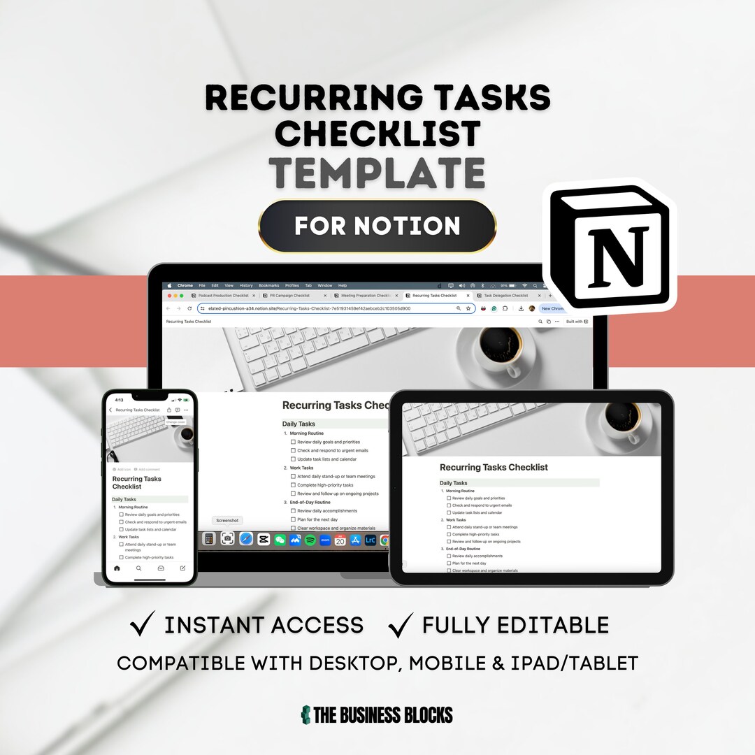 Notion Recurring Tasks Checklist Template: Daily & Weekly Task ...