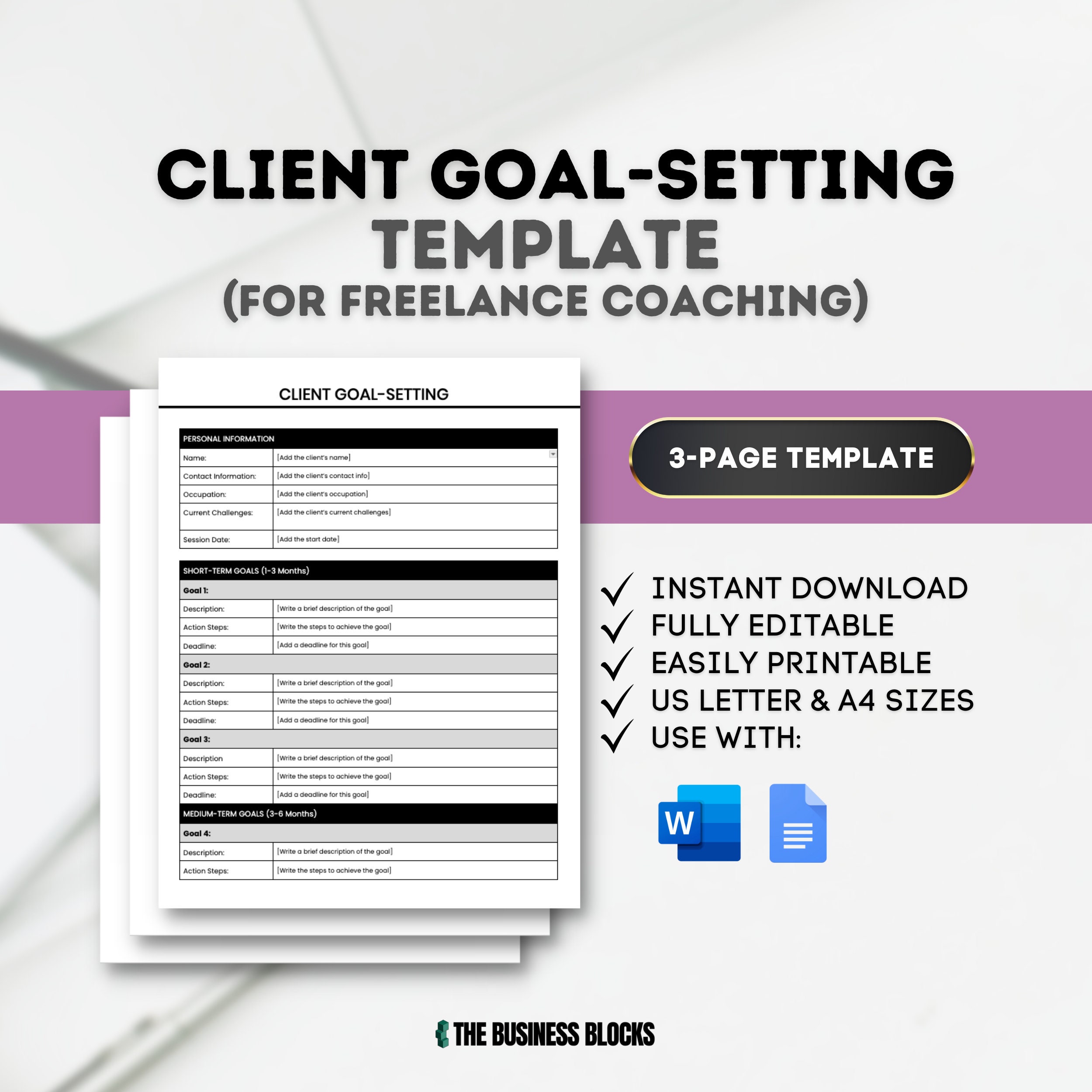 Client Goal-setting Template for Freelance Coaching Session Goal ...