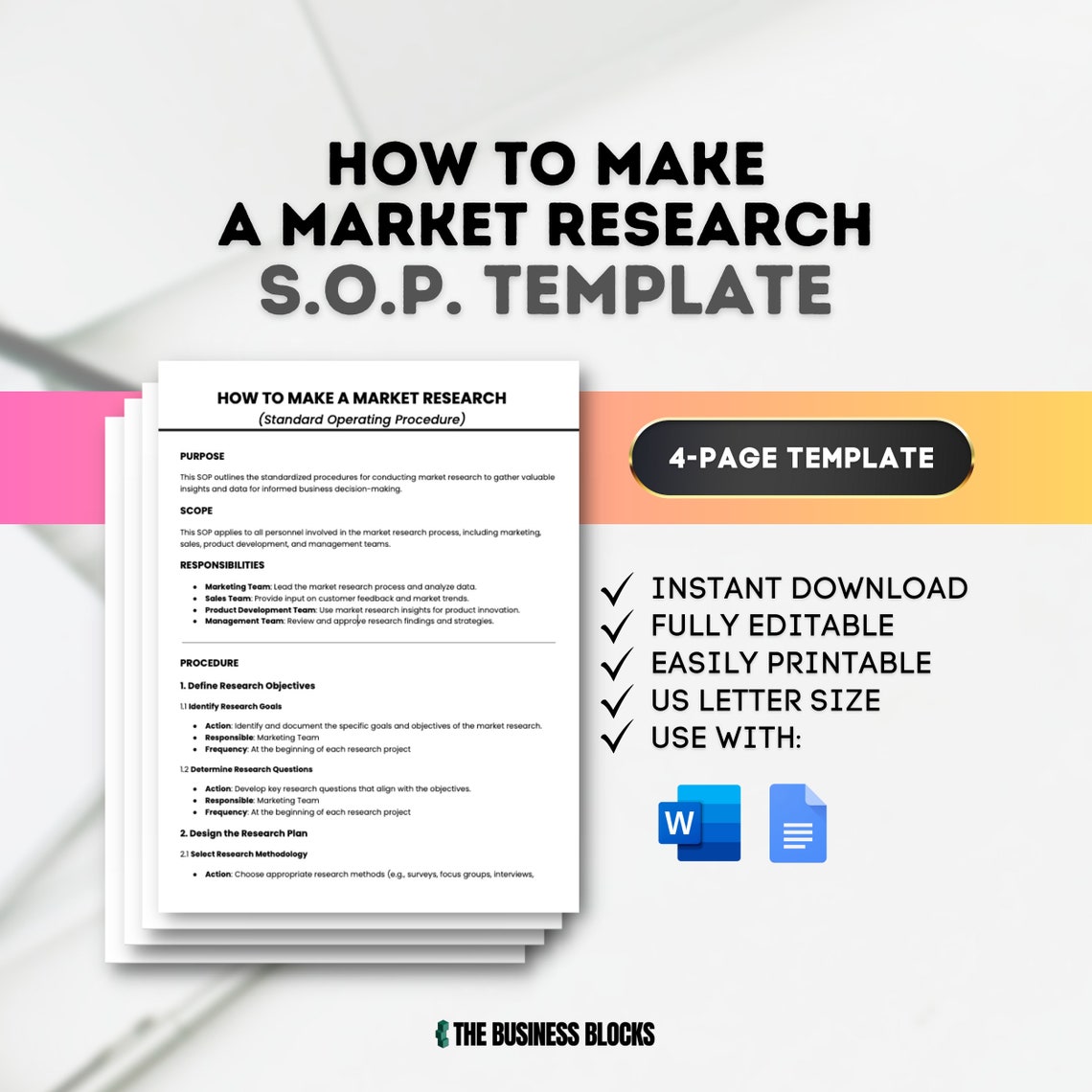 Market Research SOP Template: Editable Guide (google Docs, MS Word) - Etsy