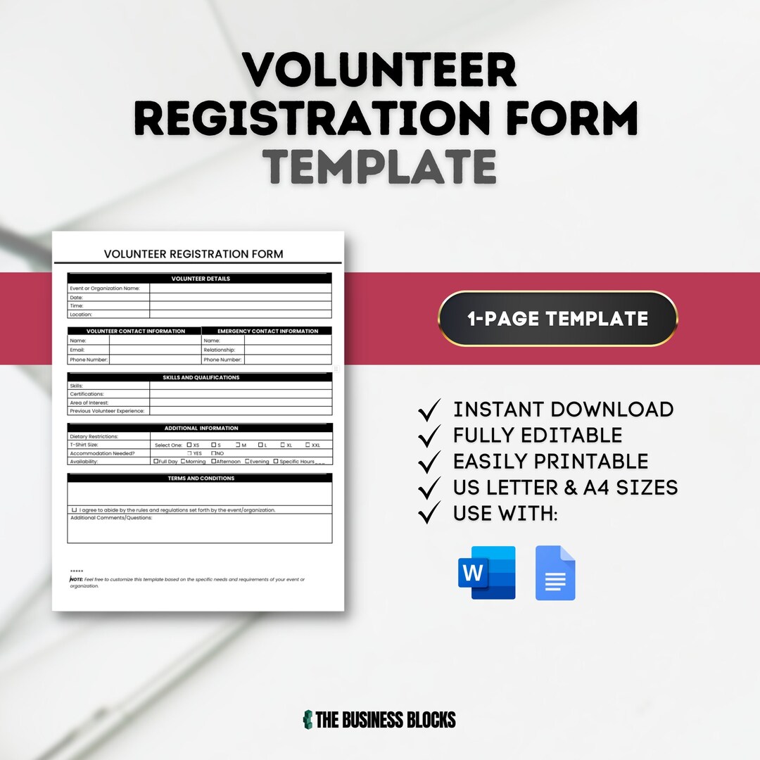 Volunteer Registration Form Template: Customizable Sign-up (digital ...