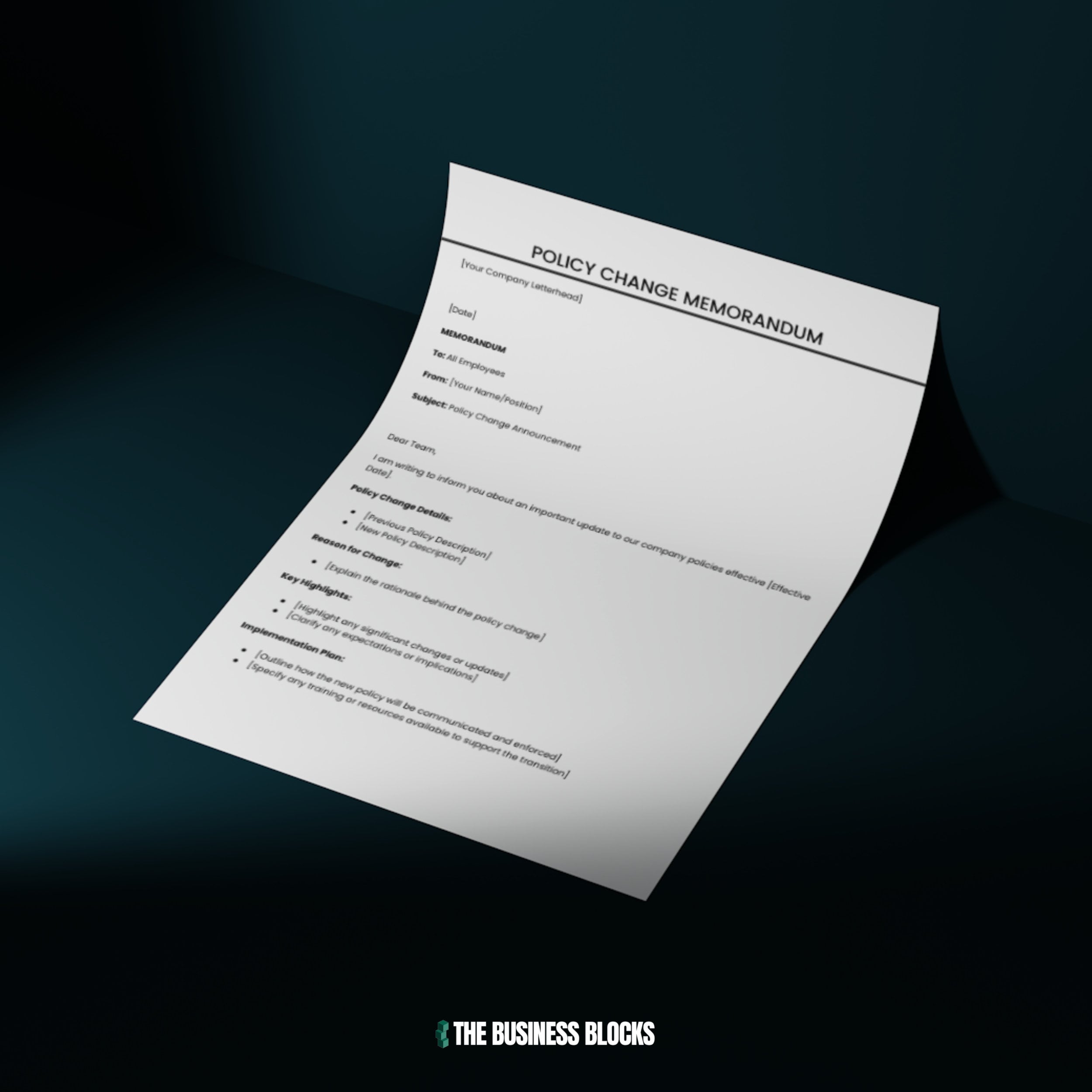 Policy Change Memorandum Template Updated Policy Memo Format Company ...