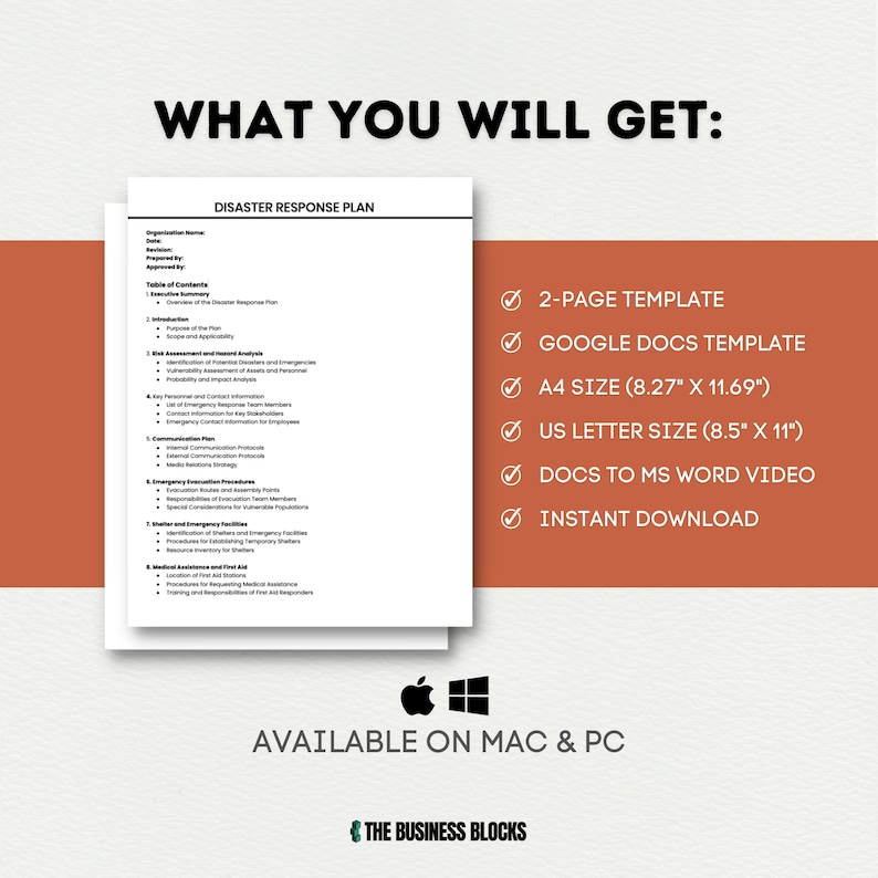 Disaster Response Plan Template: Emergency Preparedness (digital ...