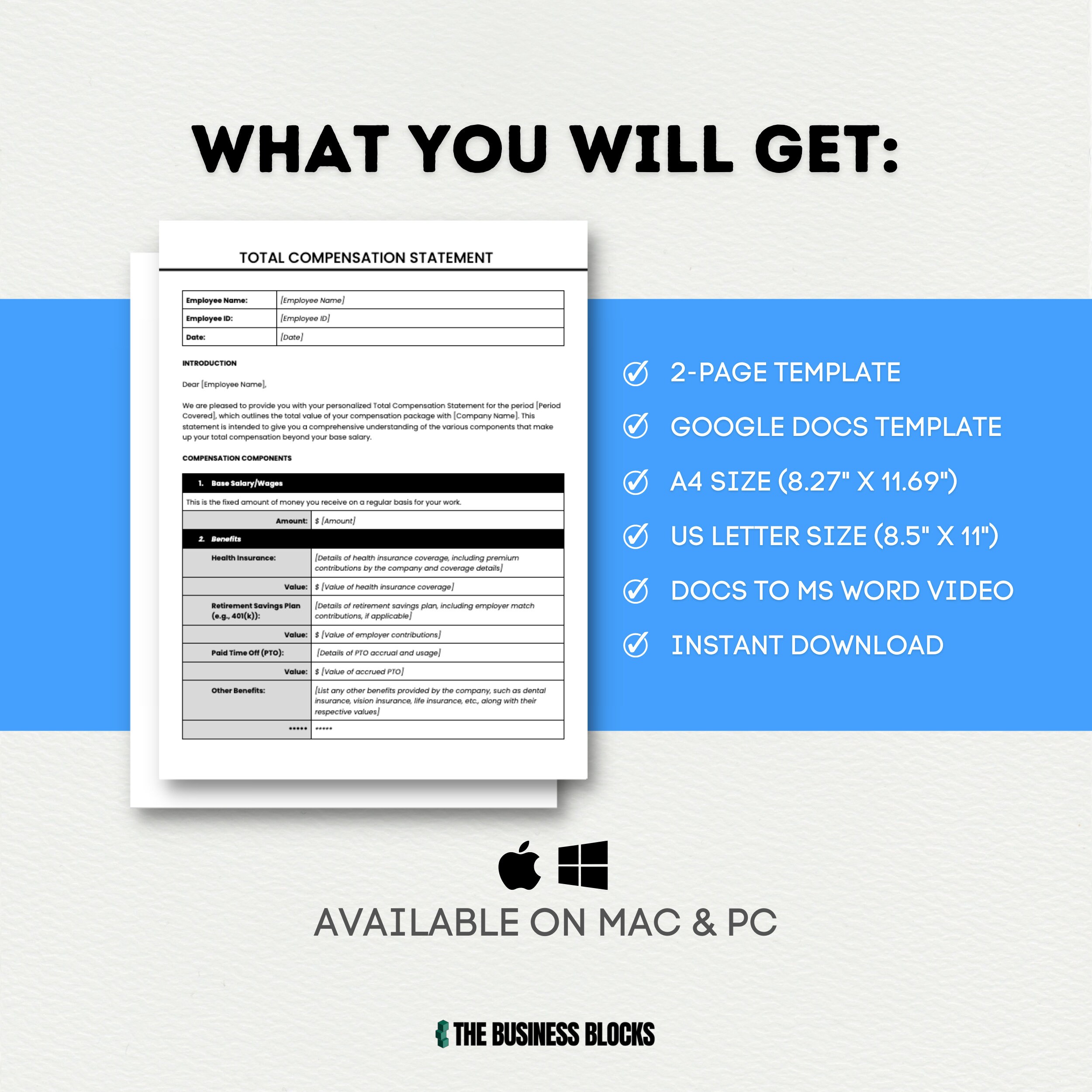 Total Compensation Statement Template: Employee Benefits Summary ...