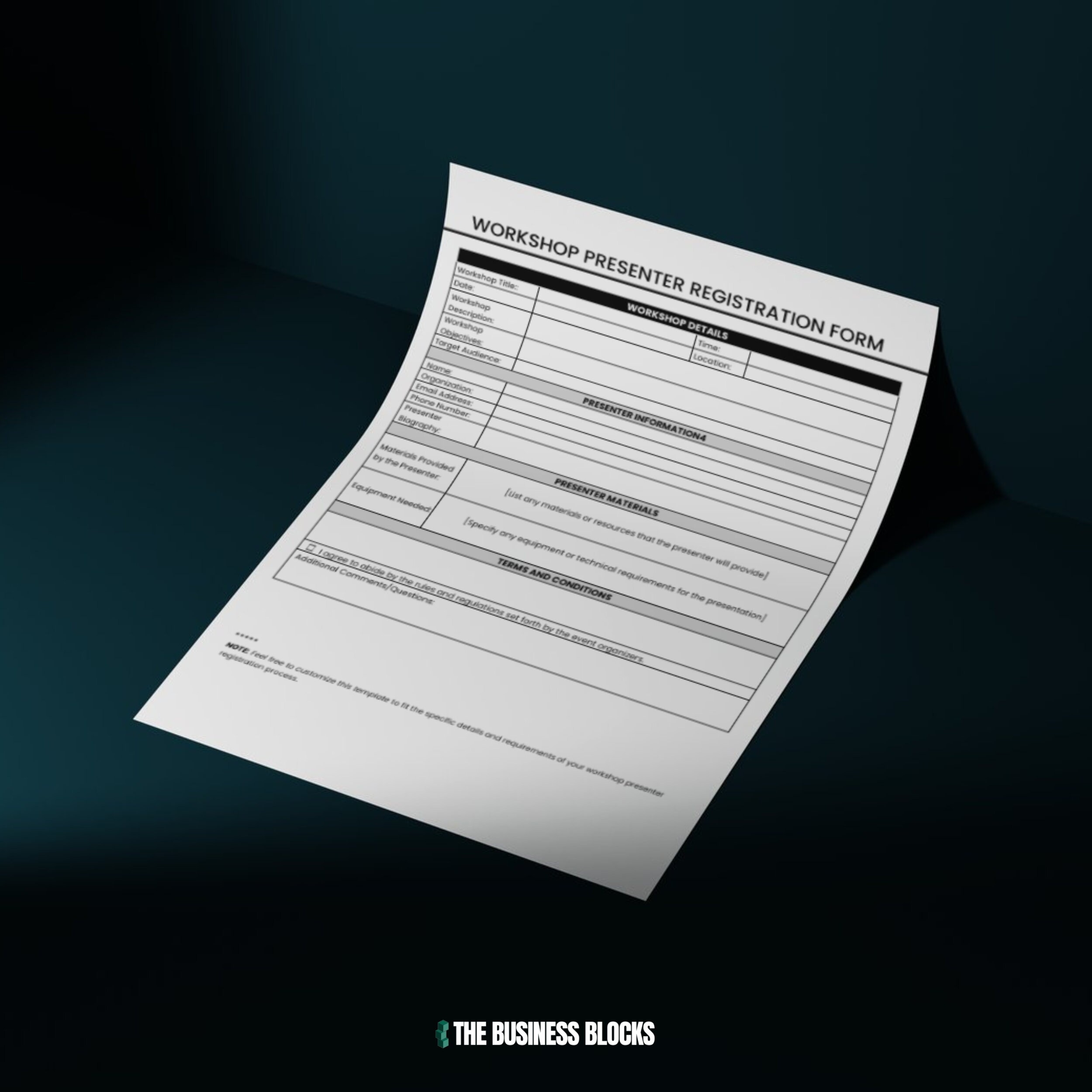 Workshop Presenter Registration Form Template (google Docs, MS Word) - Etsy