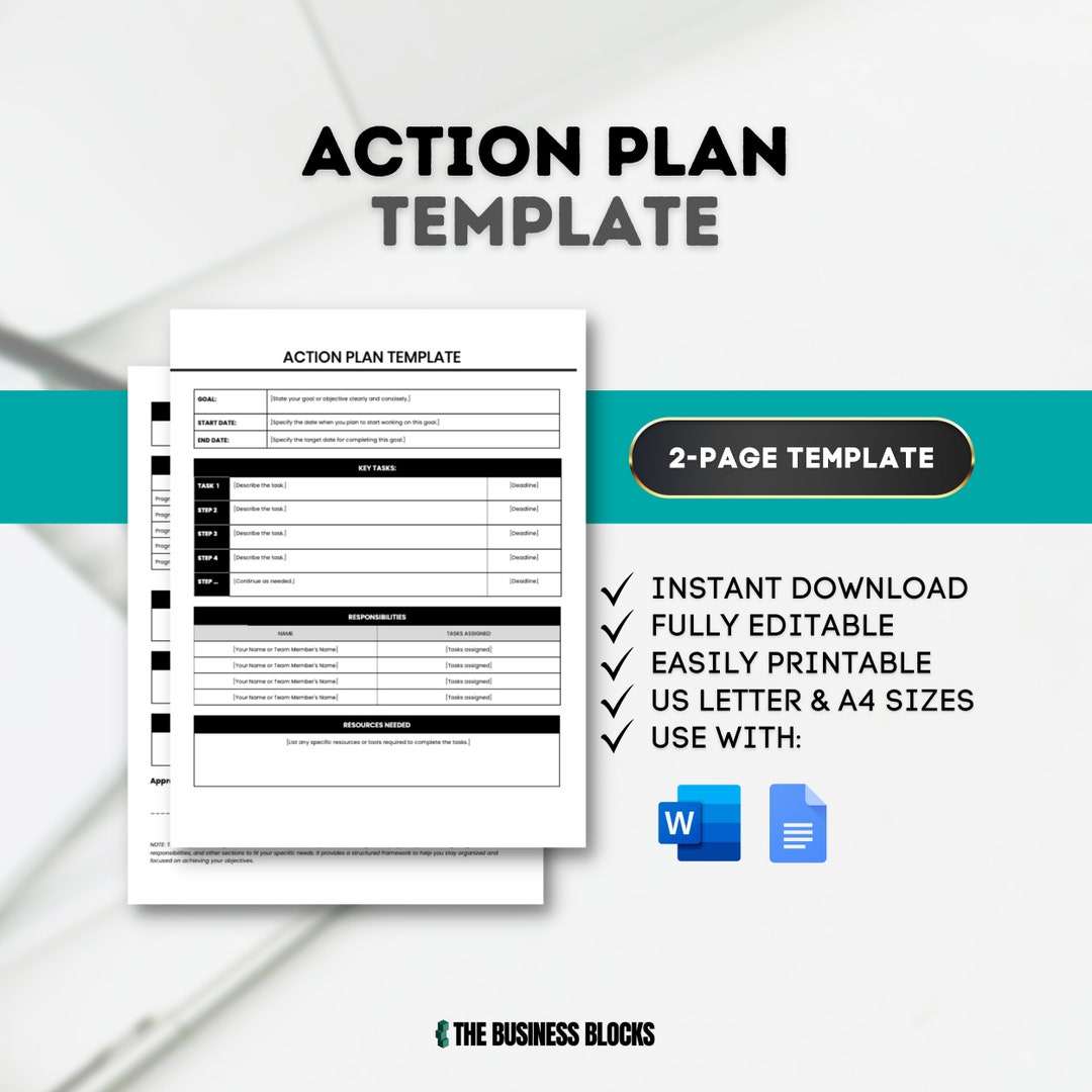 Action Plan Template: Goal Tracker, Teamwork Management (digital ...