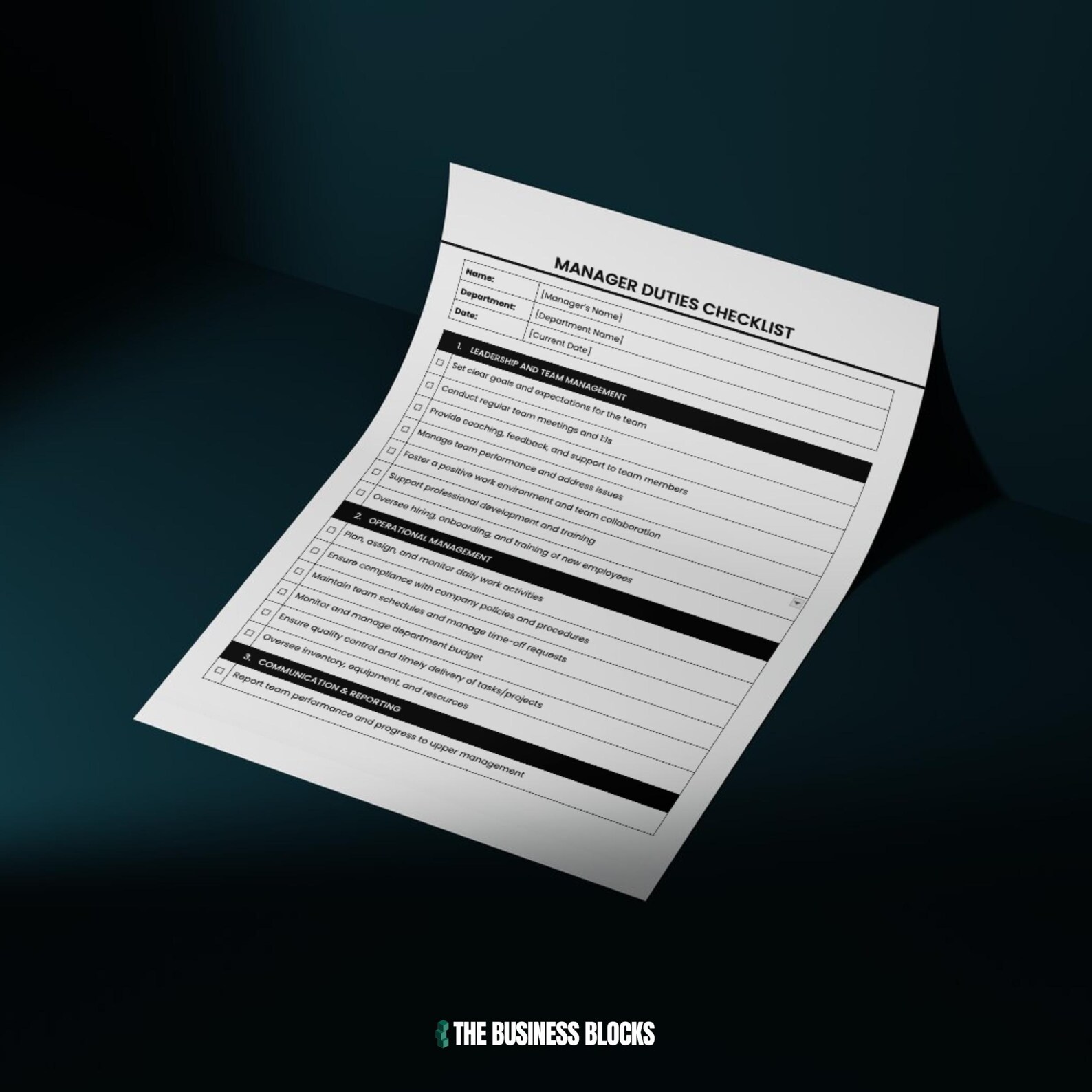 Manager Duties Checklist Template Daily Manager Tasks Checklist ...