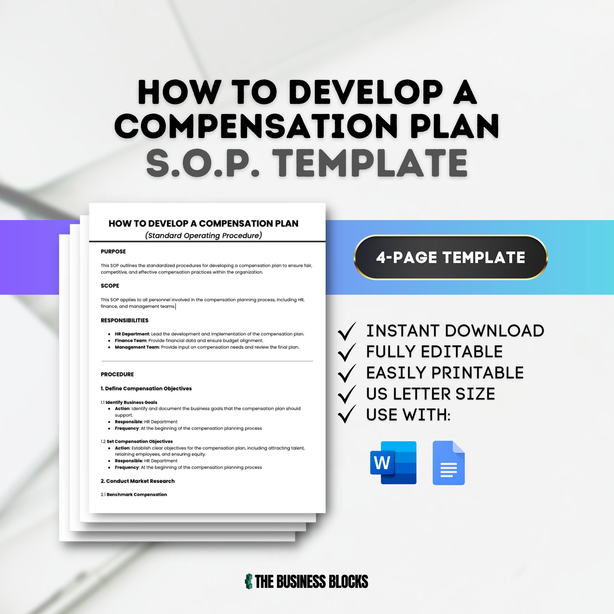How to Develop a Compensation Plan SOP Template Salary and Benefits ...
