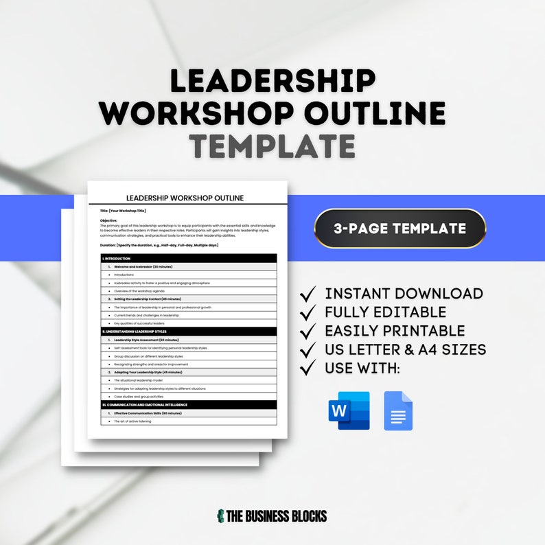 Leadership Workshop Outline Template: Training & Development (digital ...