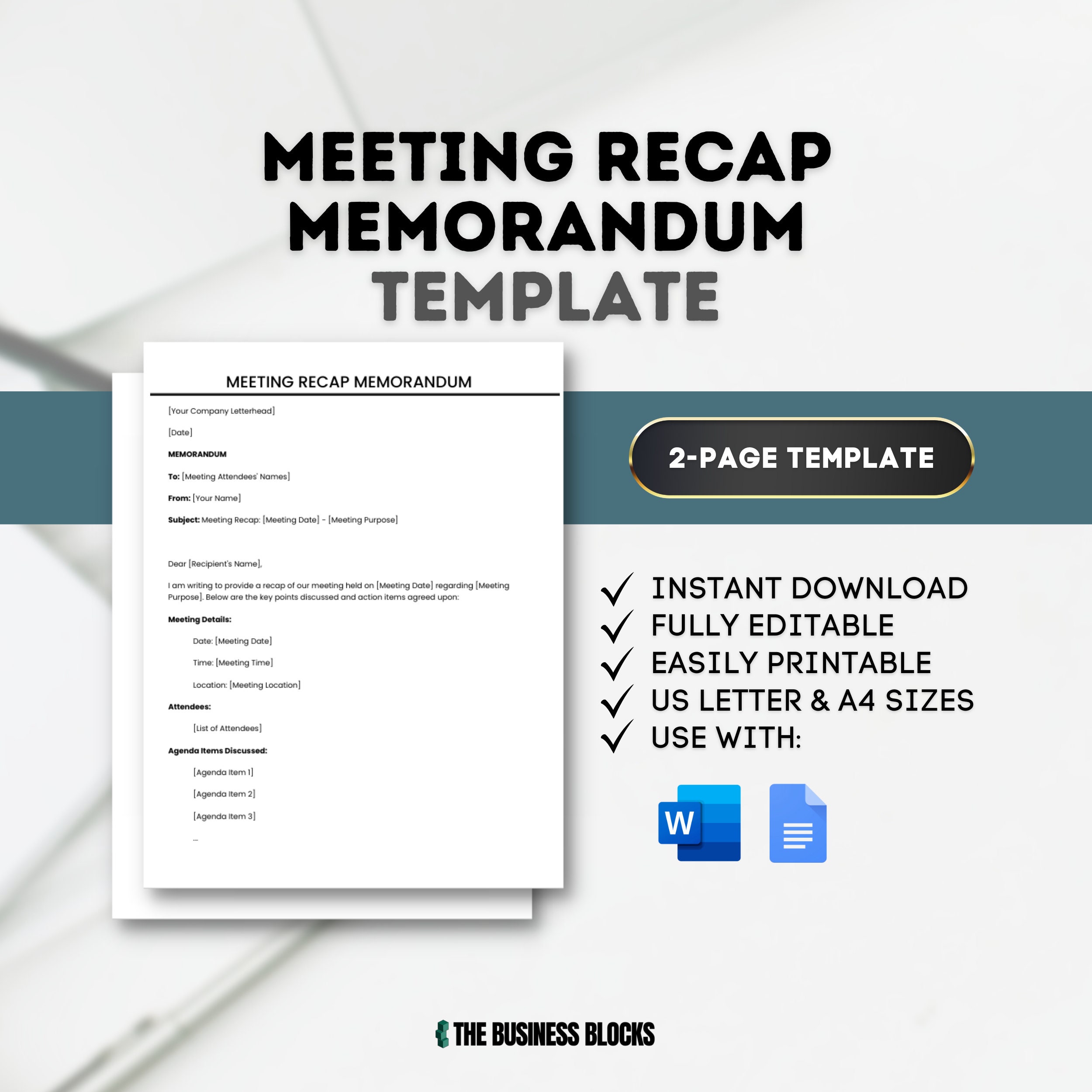 Meeting Recap Memorandum Template Recap Meeting Memo Business Meeting ...