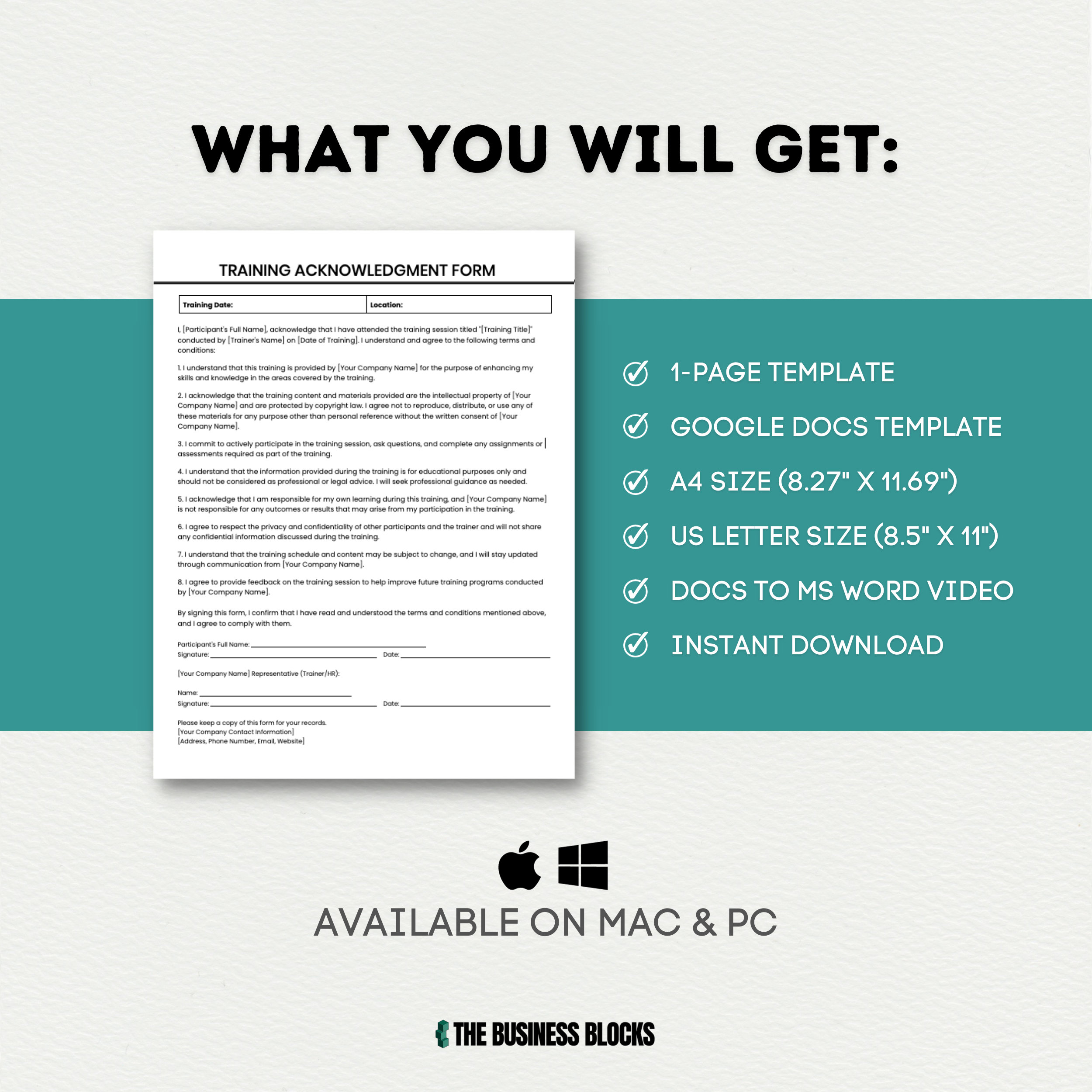 Training Acknowledgment Form Template Employee Training Form Training ...