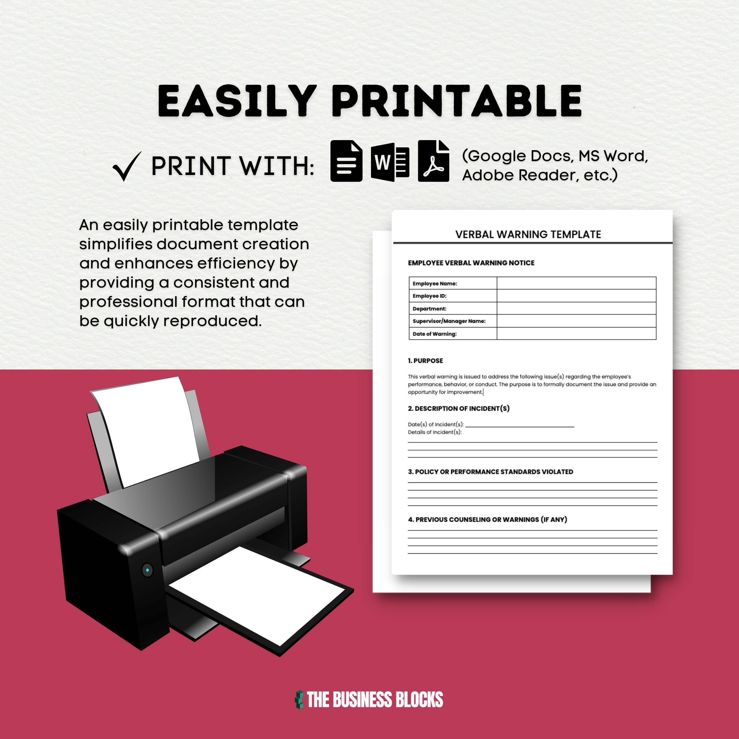 Verbal Warning Template: Employee Disciplinary Form (google Docs, MS ...