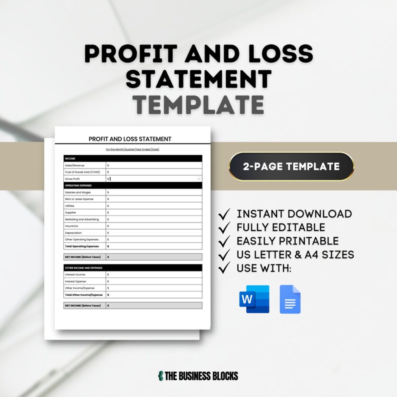 Profit and Loss Statement Template Income Statement Template Expense ...