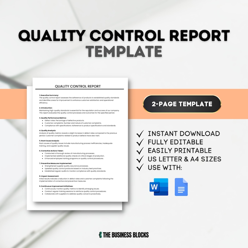 Quality Control Report Template: Product Quality Analysis (google Docs ...