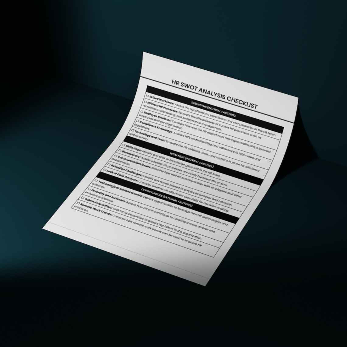 SWOT Analysis Checklist Template Human Resources HR Checklists SWOT ...