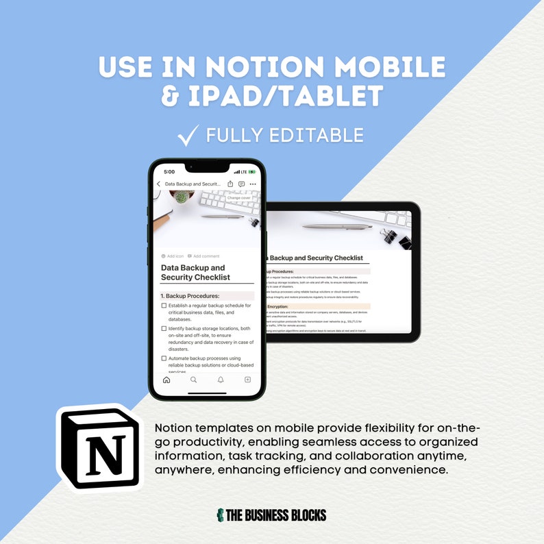NOTION Data Backup and Security Checklist Template Data Security Template Cybersecurity ...