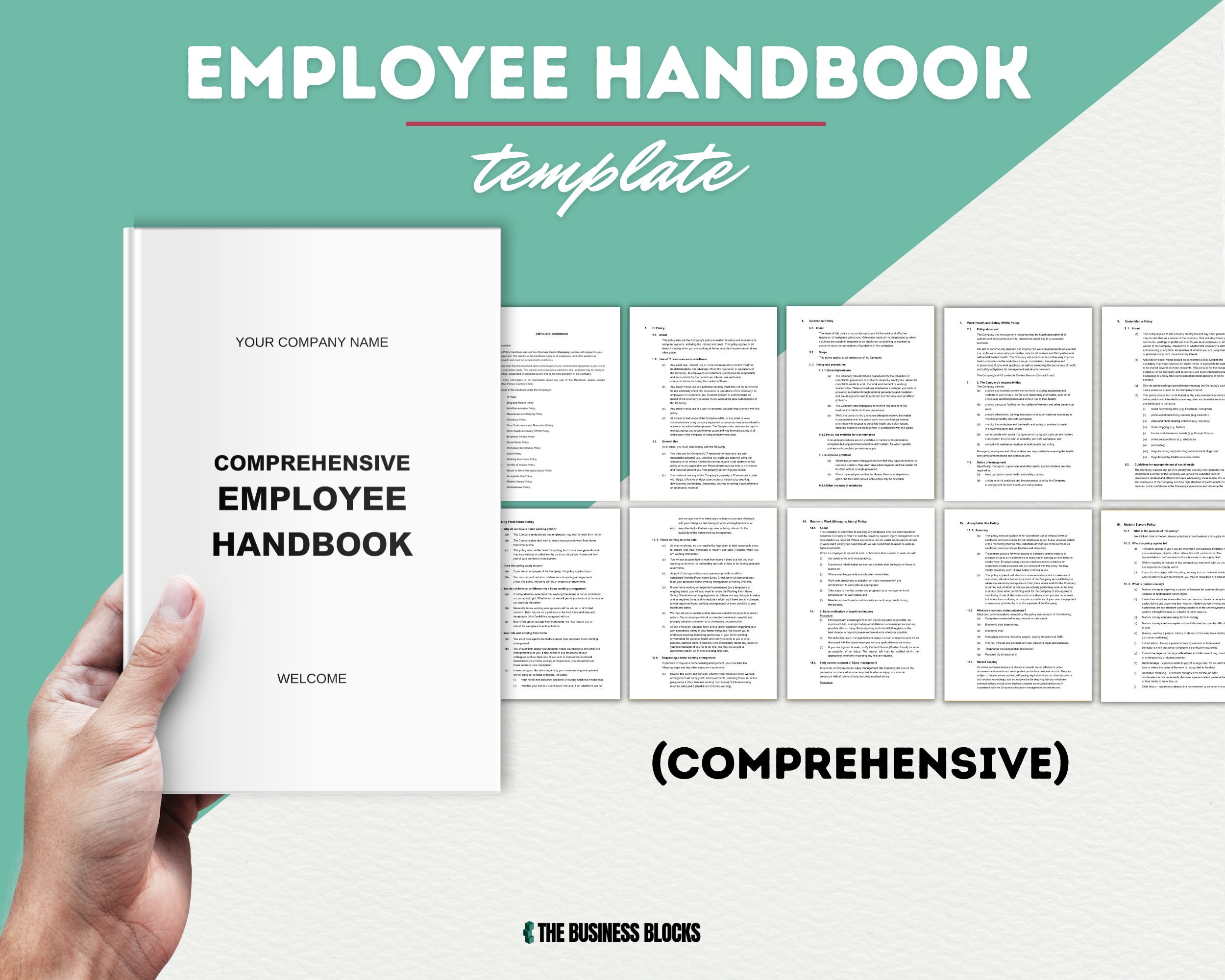 Comprehensive Employee Handbook Template: HR Company Policy (google ...