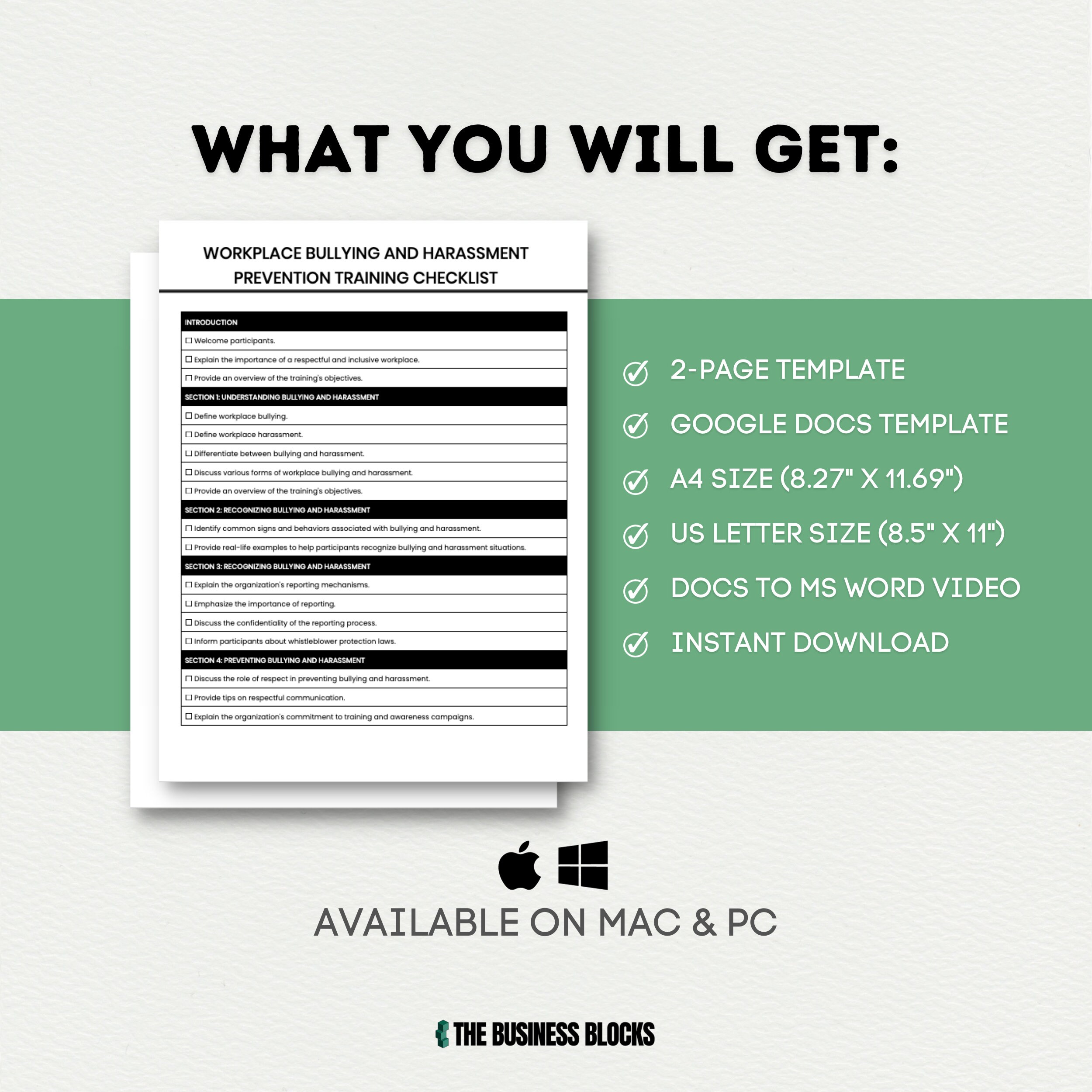 Workplace Bullying and Harassment Prevention Training Checklist ...