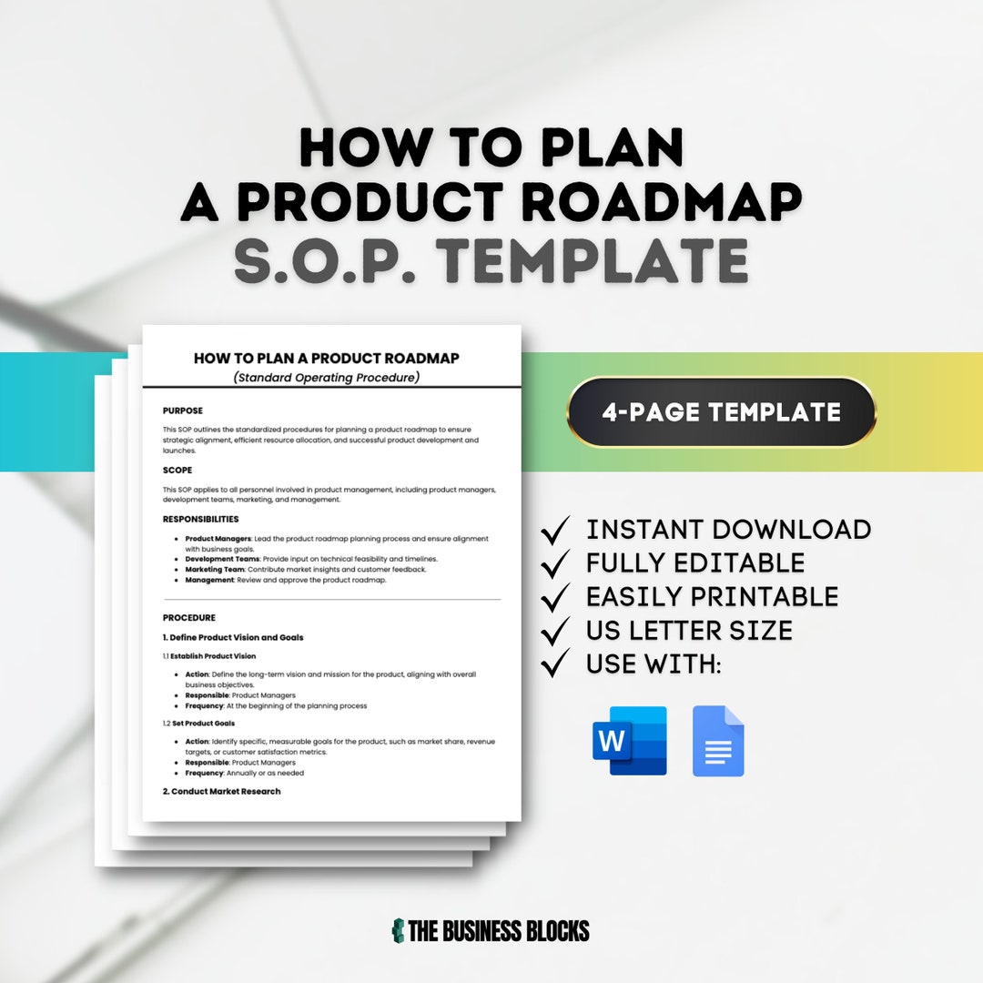 Product Roadmap SOP Template: Editable Planning Guide (google Docs, MS ...