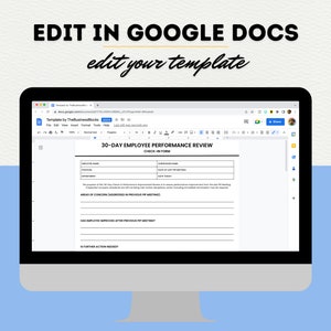 30-day Employee Performance Review Template: Manager Feedback (canva ...
