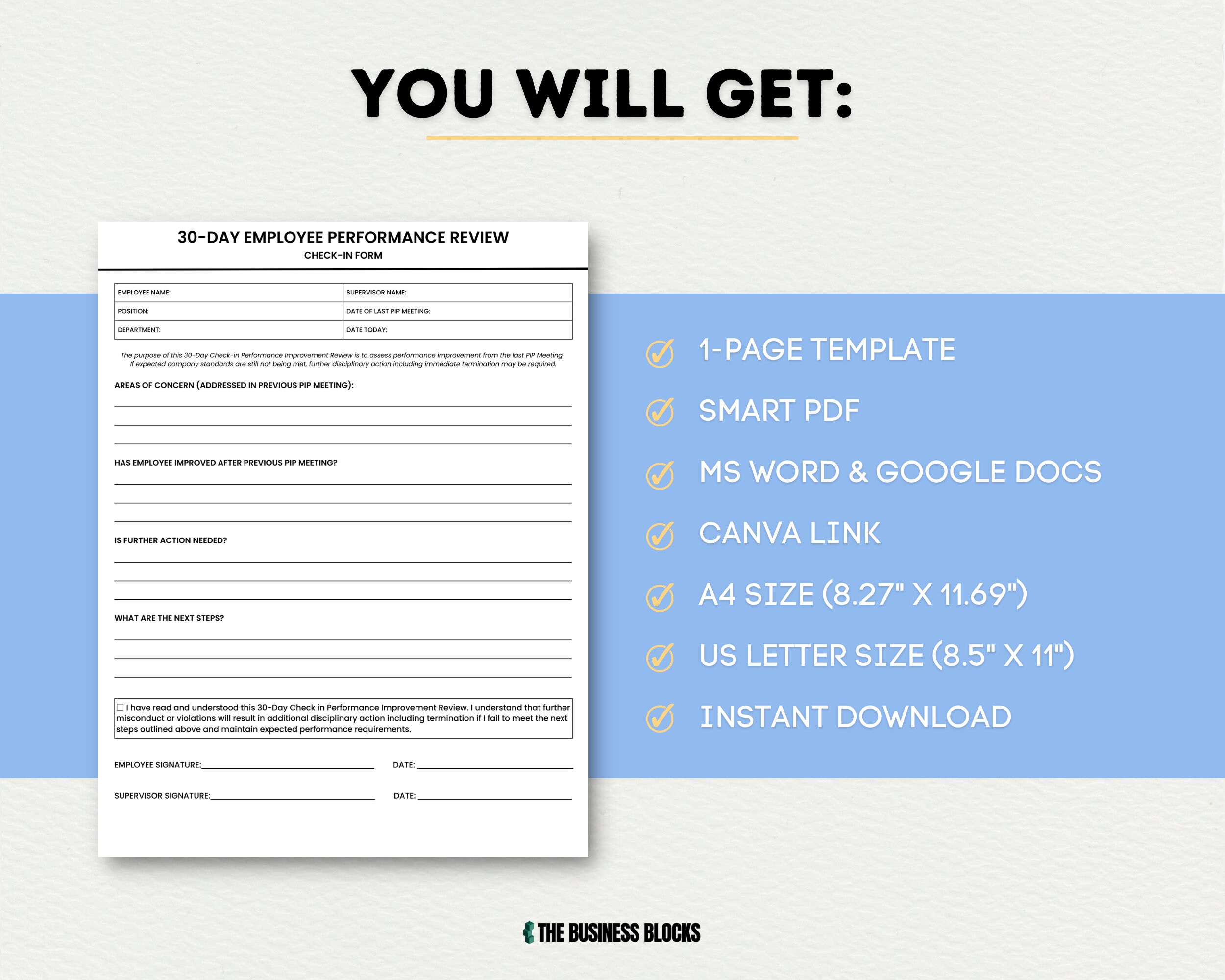 30-day Employee Performance Review Template: Manager Feedback (canva ...