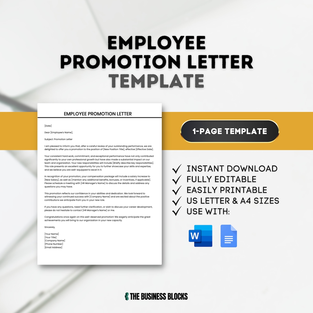 Employee Promotion Letter Template Human Resources Employee Performance ...
