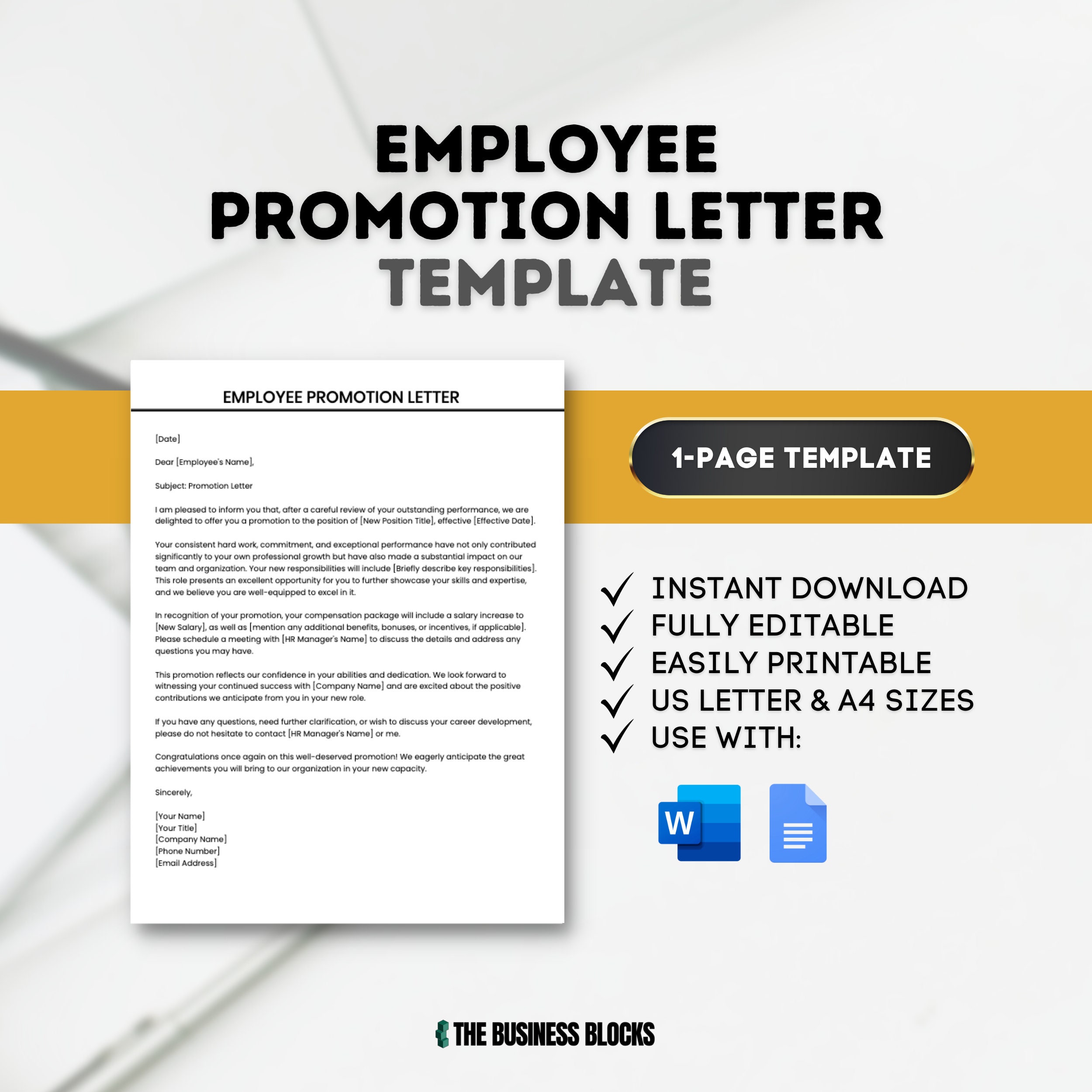 Employee Promotion Letter Template Human Resources Employee Performance ...