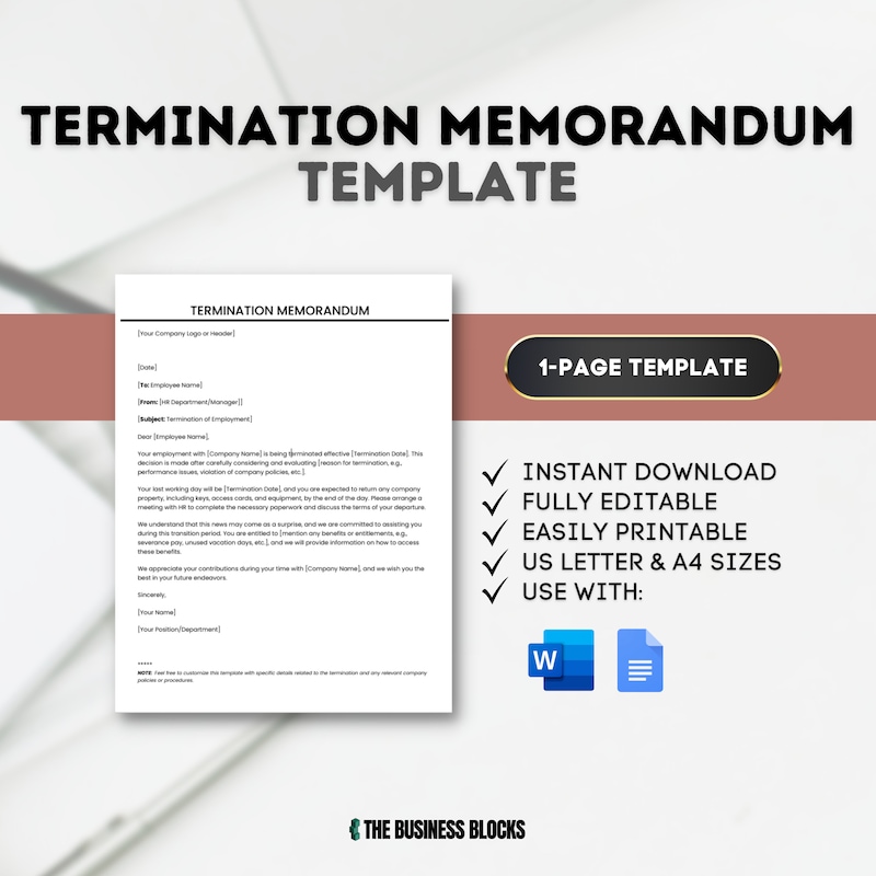 Termination Letter Template - Etsy
