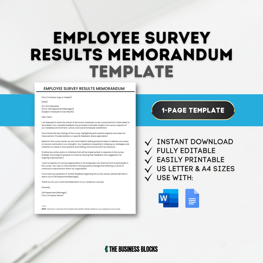 Employee Survey Results Memo Template: Staff Feedback (digital Download ...