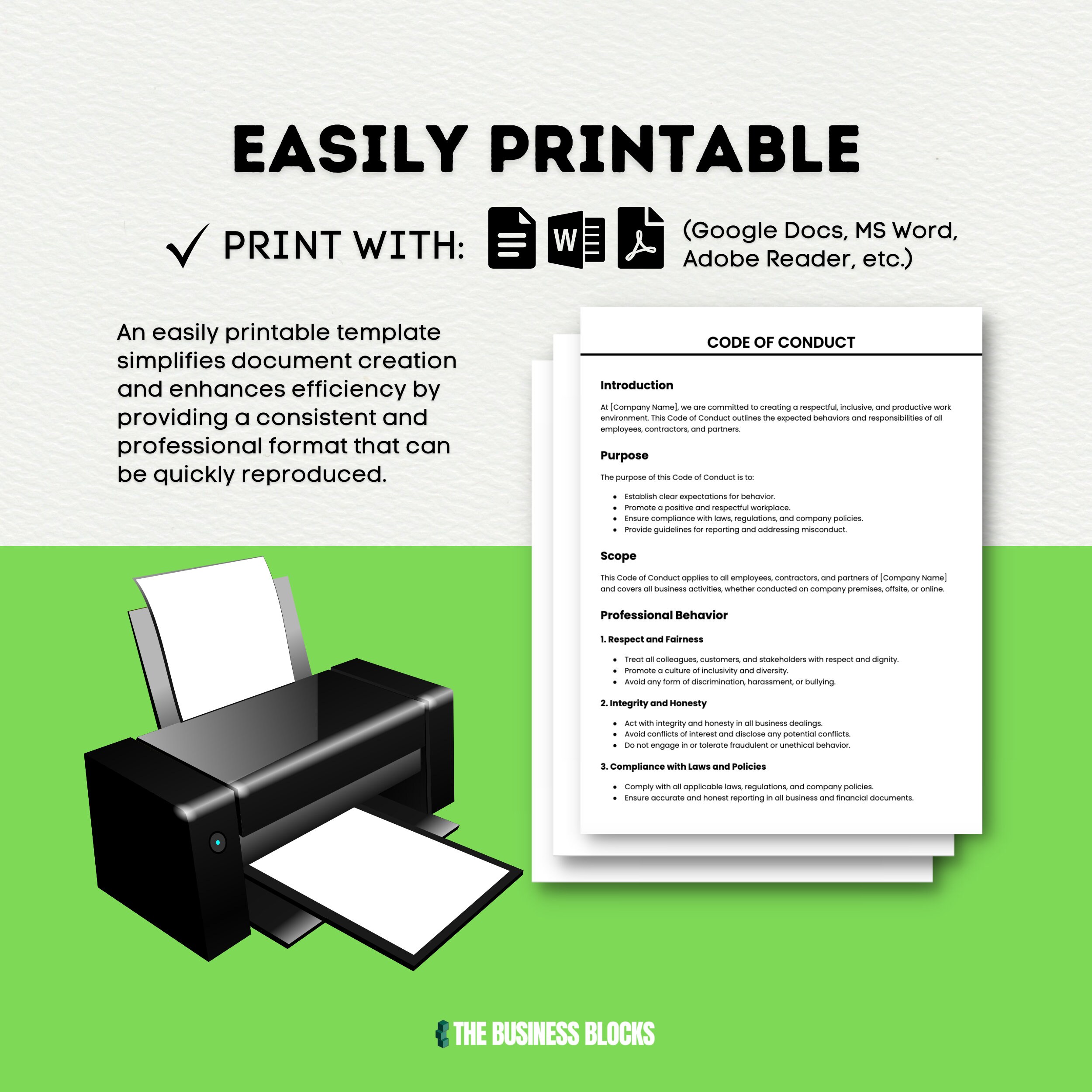 Code of Conduct Template: Corporate Employee Workplace Business (google ...