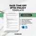 PTO Policy Template: Paid Time off Guidelines (google Docs, MS Word) - Etsy
