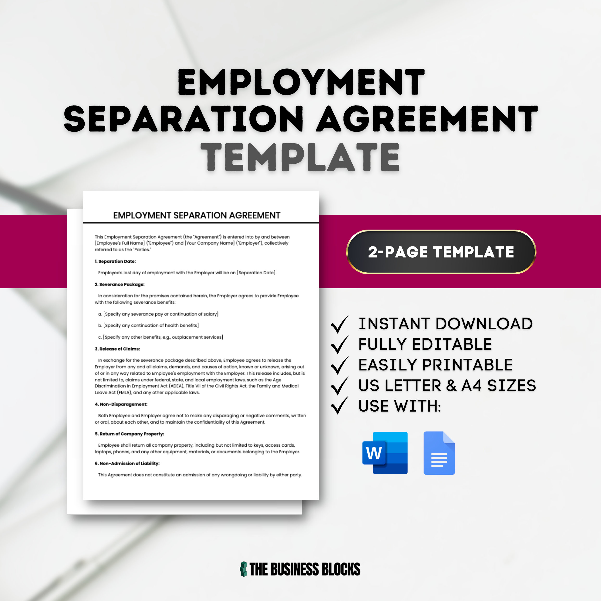 Employment Separation Agreement Template