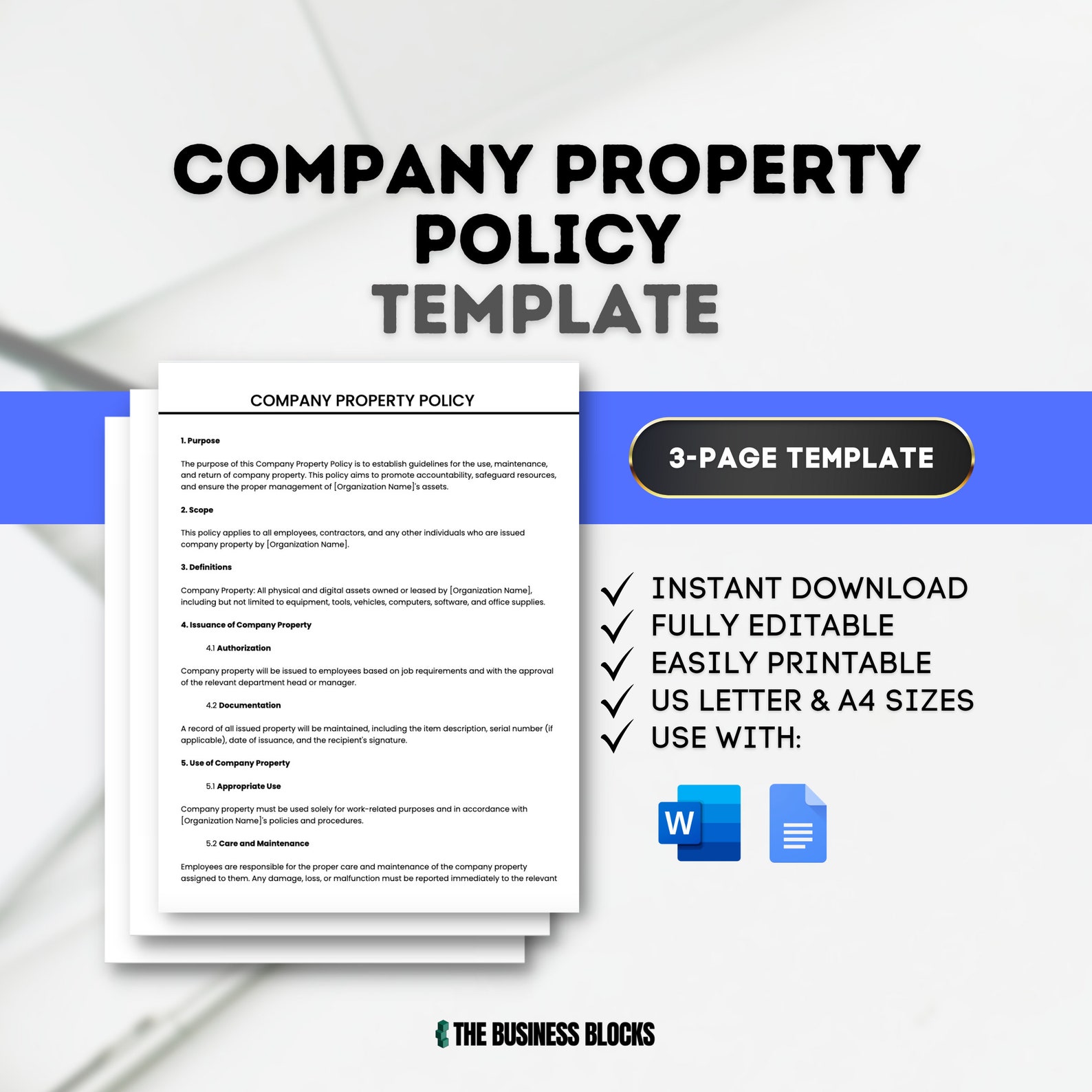 Company Property Policy Template: Corporate Asset Management (google ...