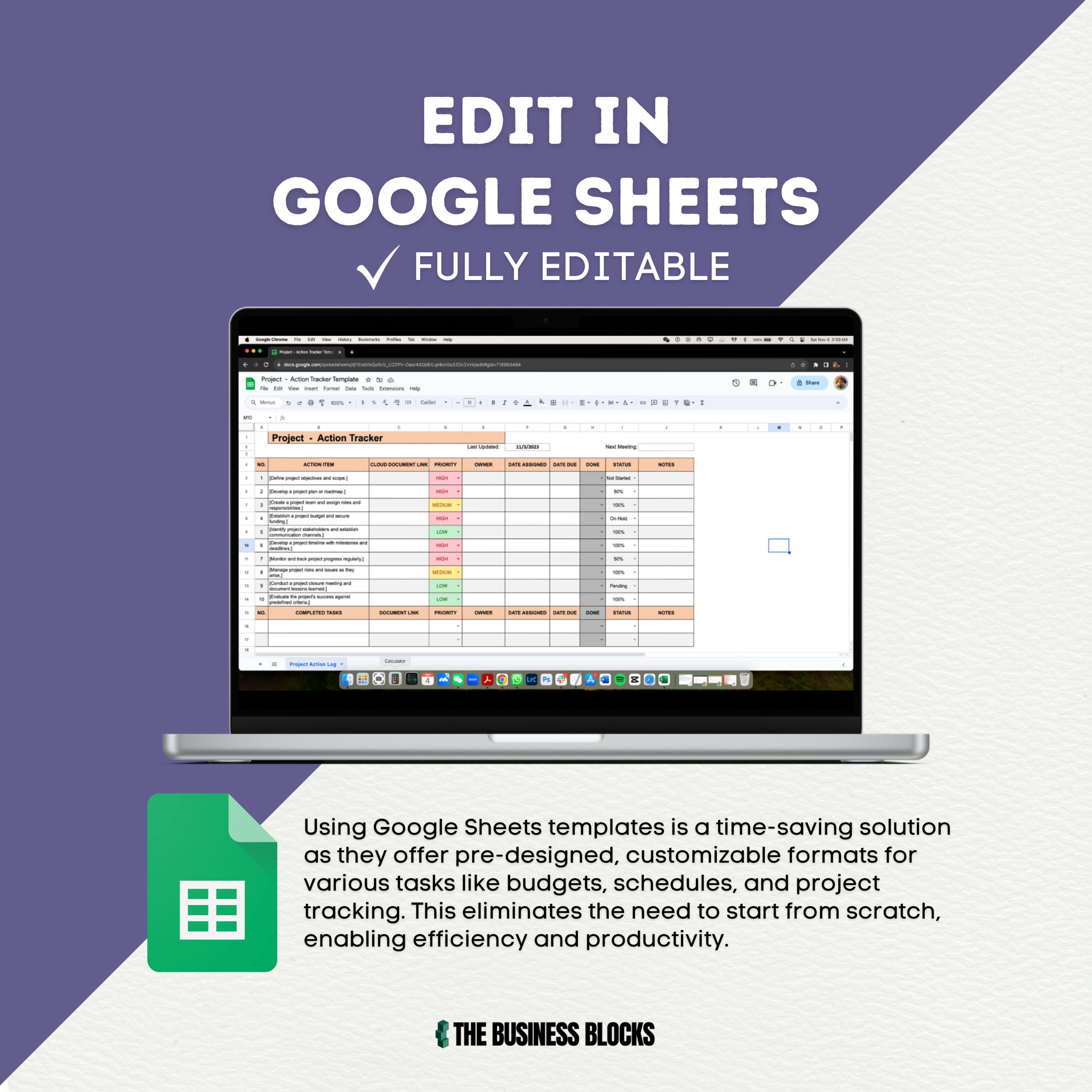Project Action Tracker Template Project Management Spreadsheet Action