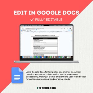 Front Desk Receptionist Checklist Template (google Docs, MS Word) - Etsy