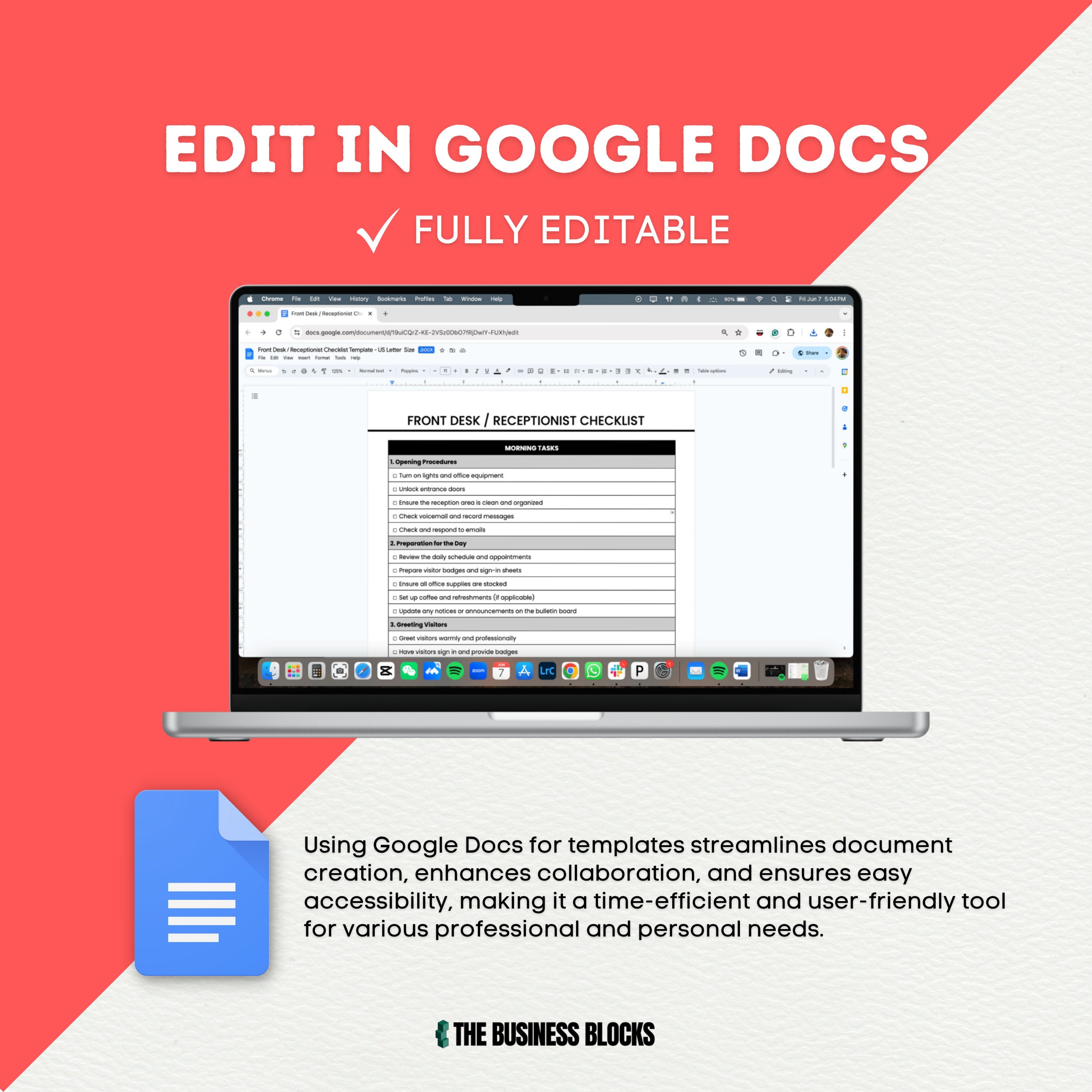 Front Desk Receptionist Checklist Template (google Docs, MS Word) - Etsy