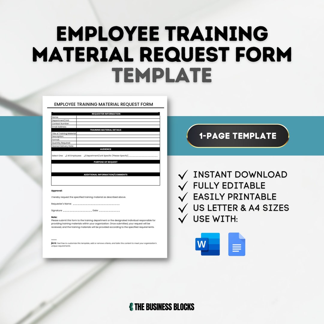 Employee Training Material Request Form Template (google Docs, MS Word ...