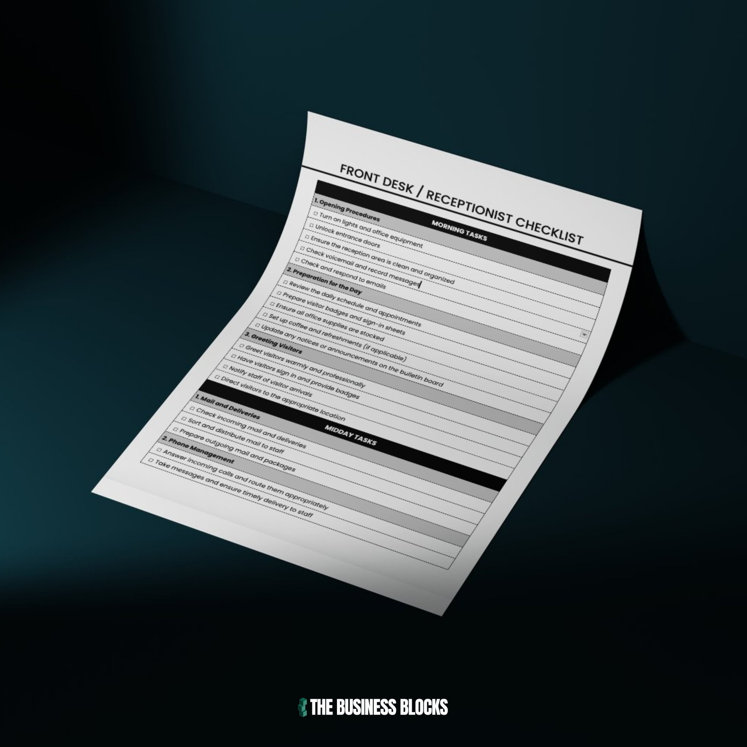 Front Desk Receptionist Checklist Template (google Docs, MS Word) - Etsy