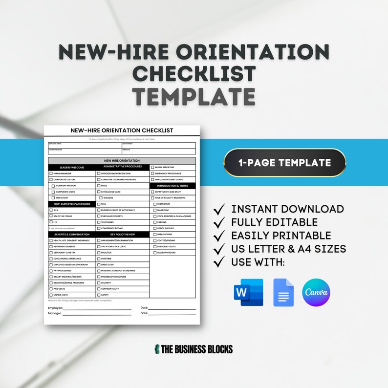 New Hire Orientation Checklist Template: Employee Onboarding (canva ...