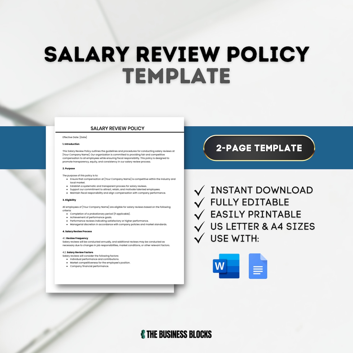 Salary Review Policy Template Human Resources Employee Onboarding HR ...