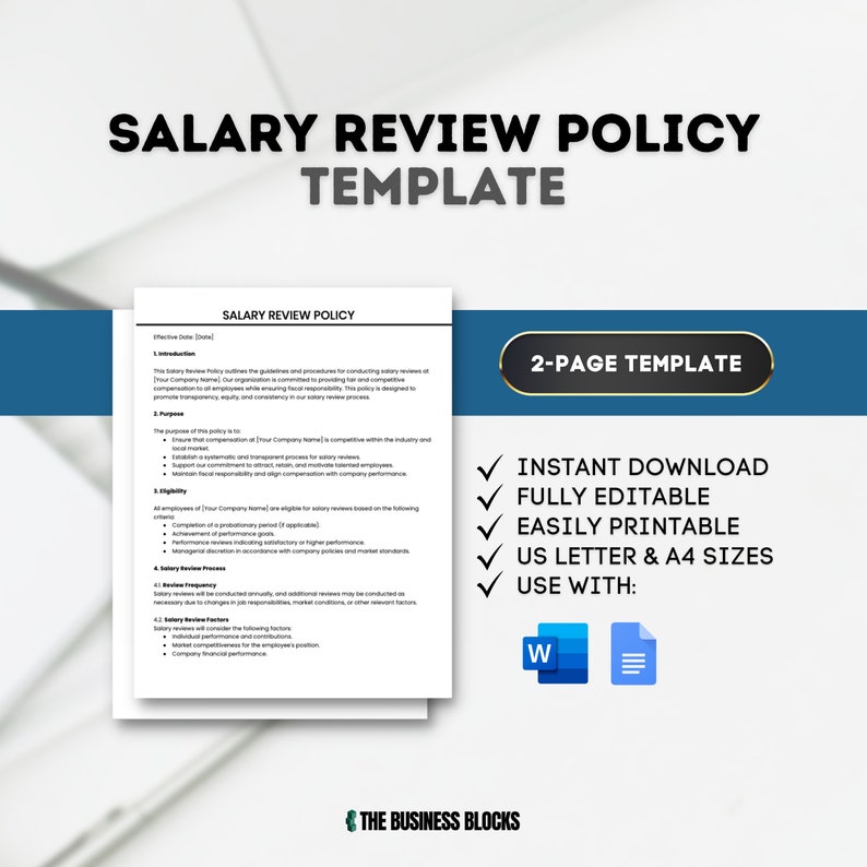 Salary Review Policy Template Human Resources Employee Onboarding HR ...
