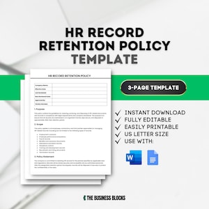 HR Record Retention Policy Template Employee Record Retention Policy ...