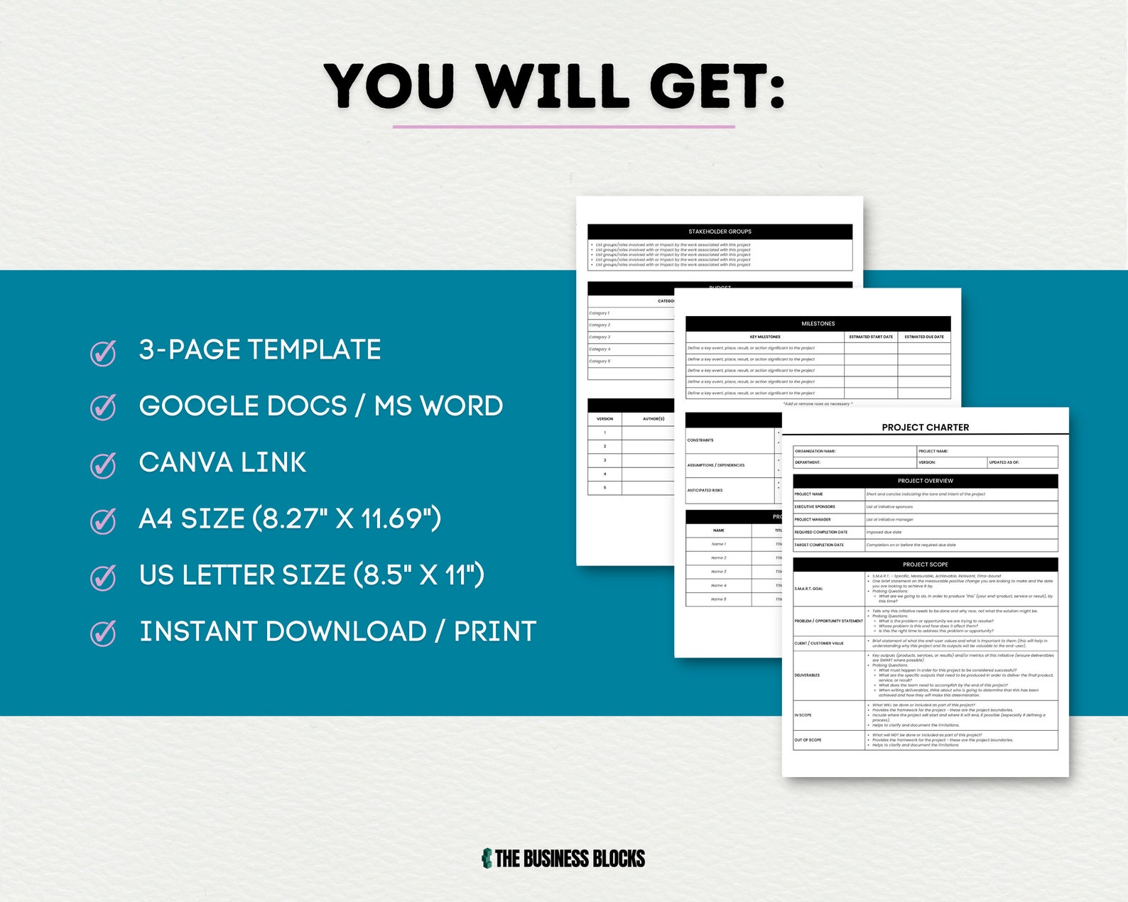 Project Charter Template: Scope Checklist & Status Report (digital ...