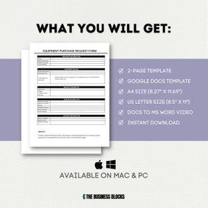 Equipment Purchase Request Form Template (google Docs, MS Word) - Etsy