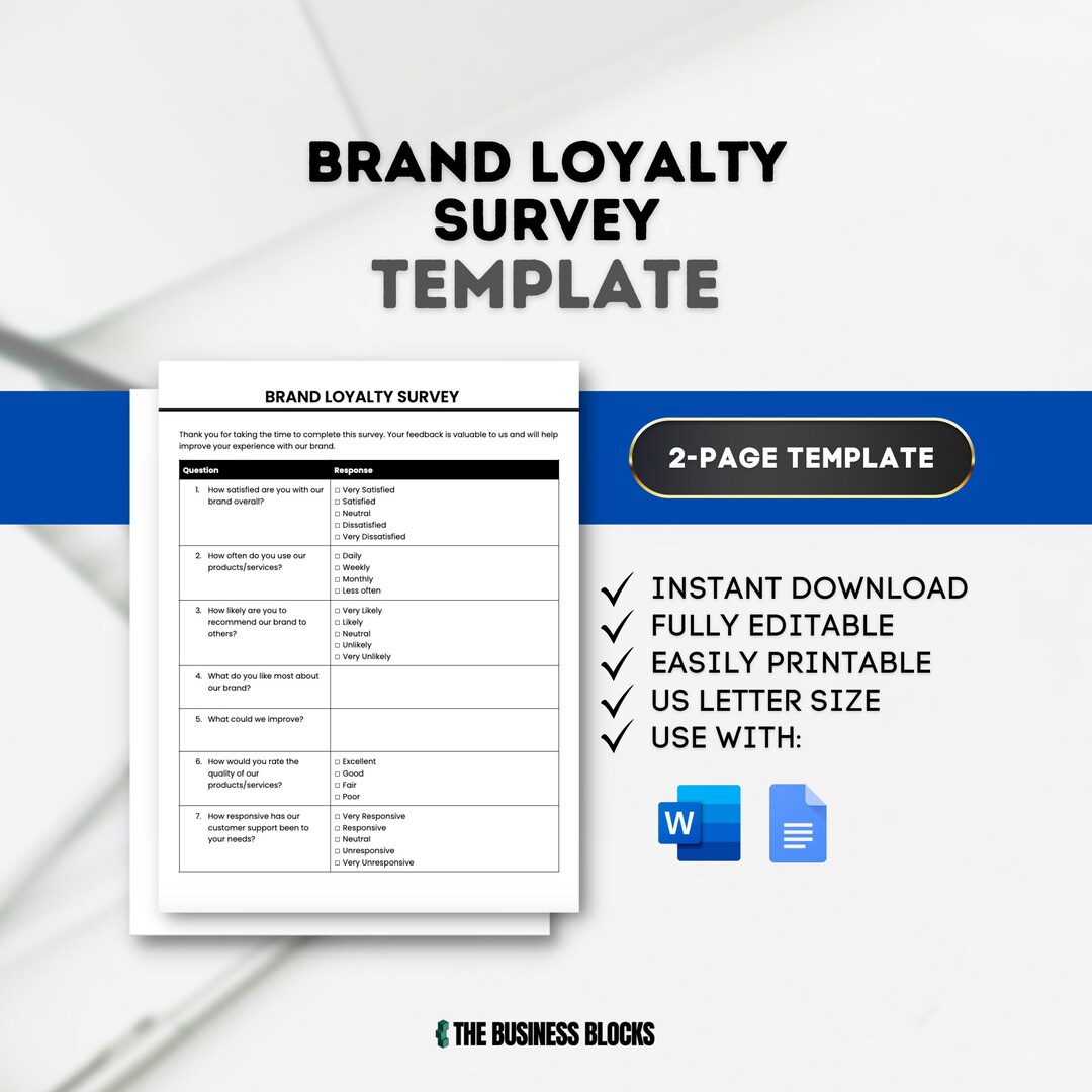 Brand Loyalty Survey Template: Customer Retention (google Docs, MS Word ...